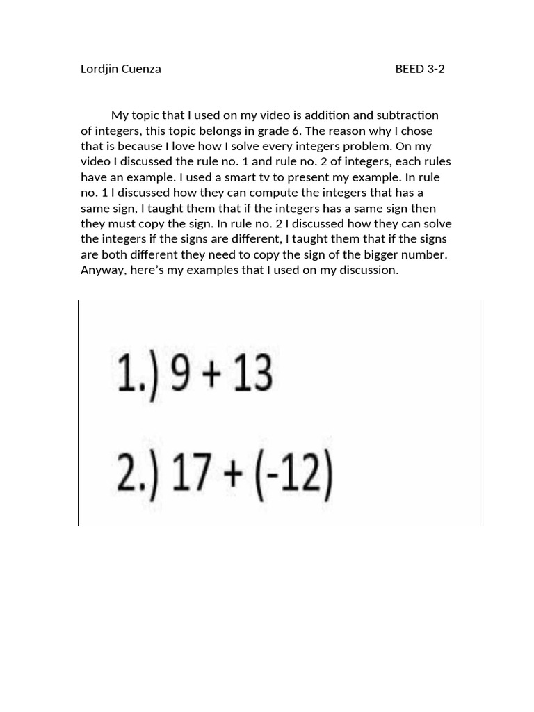 Integers Pdf