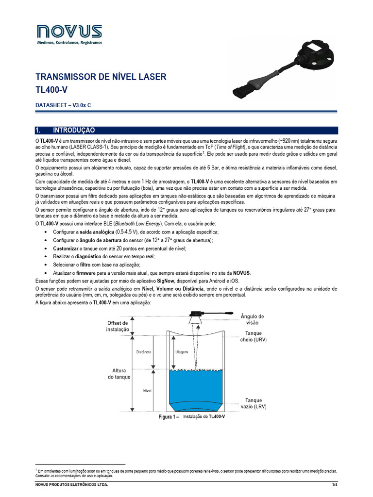 Datasheet Transmissor Nível tl400-v v30x C PT | PDF