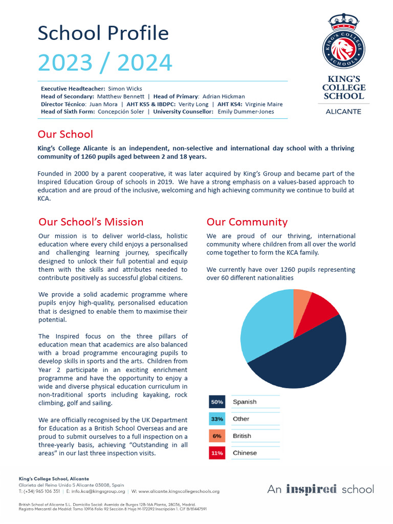 KCA School Profile | PDF | Schools | Secondary Education