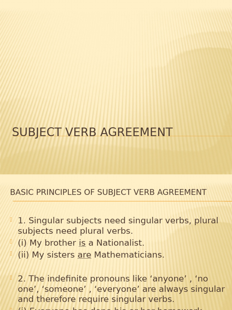 Subject Verb Agreement (1) | PDF | Grammatical Number | Plural