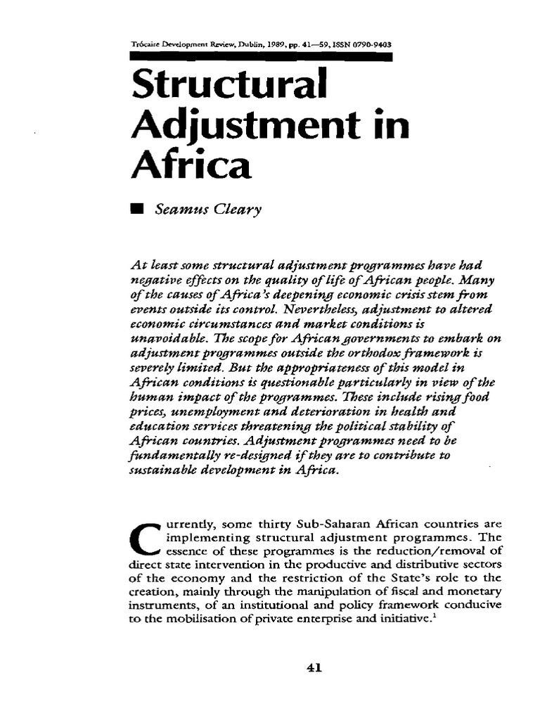 1989-structural-adjustment-africa-impact | PDF