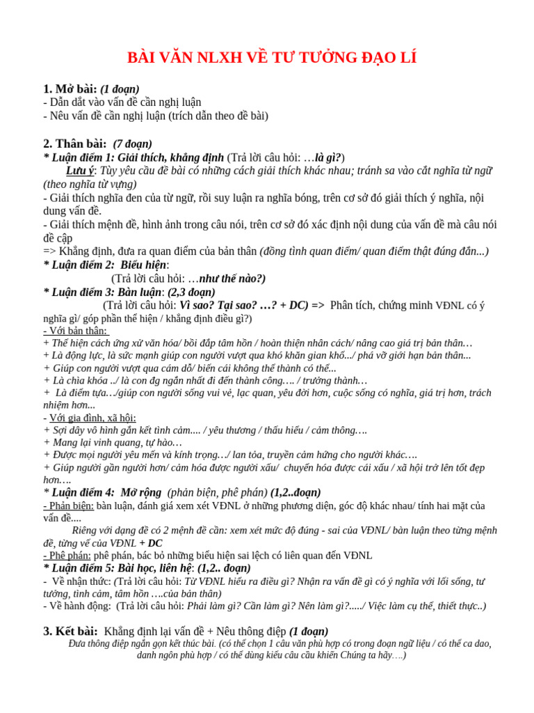 MẪU BÀI NLXH | PDF
