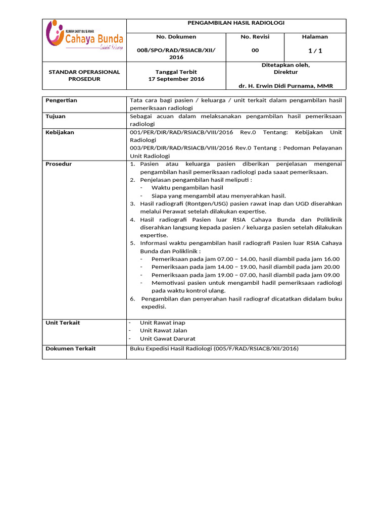 008 Pengambilan Hasil Radiologi | PDF