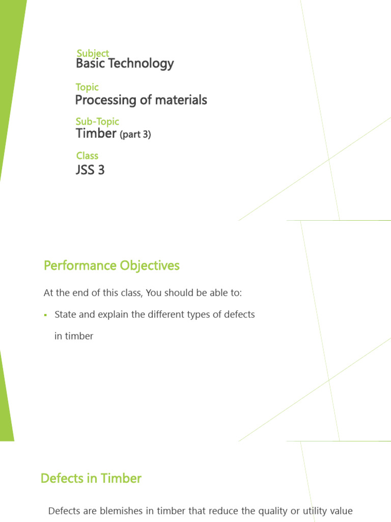 JSS 3 Defects in Timber | PDF | Wood | Lumber