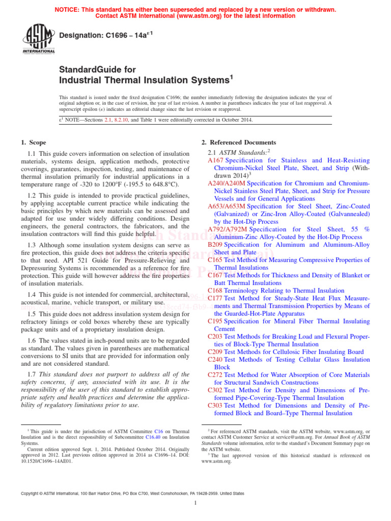 ASTM-C1696-14ae1 | PDF | Thermal Expansion | Thermal Insulation