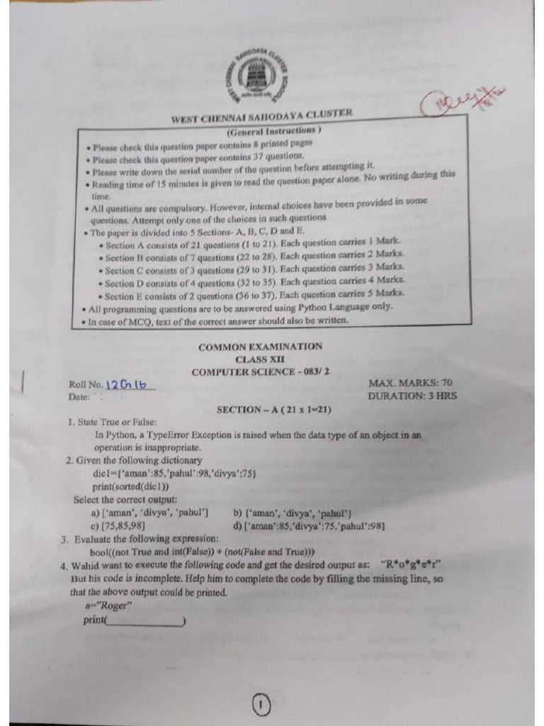 48.chennai Sahodaya Paper-1 | PDF