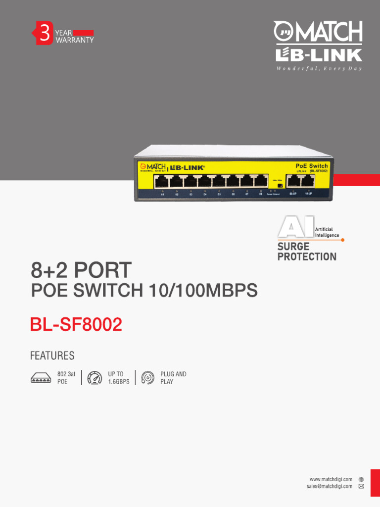 8 Port PoE Switch Datasheet | PDF