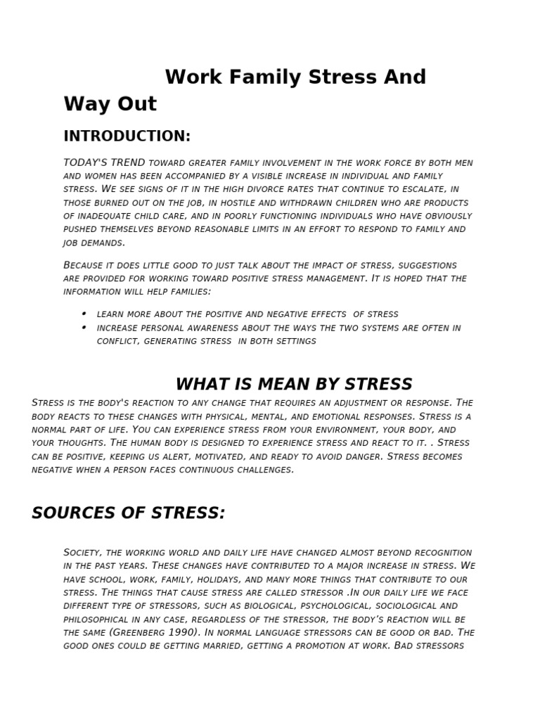 Work Family Stress and Way Out-1 | PDF | Stress (Biology ...