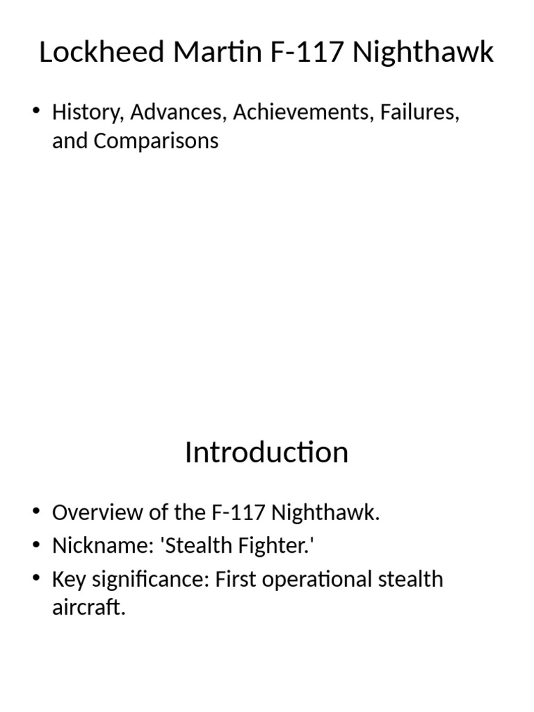 F-117 Nighthawk: Stealth Aircraft Overview | PDF | Aviation | Wing ...