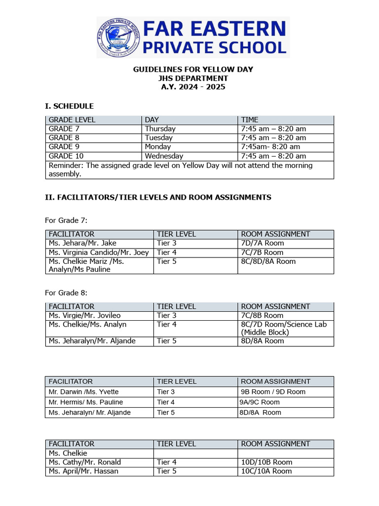 GUIDELINES FOR GRADE 7-10 YELLOW DAY | PDF | Human Communication ...