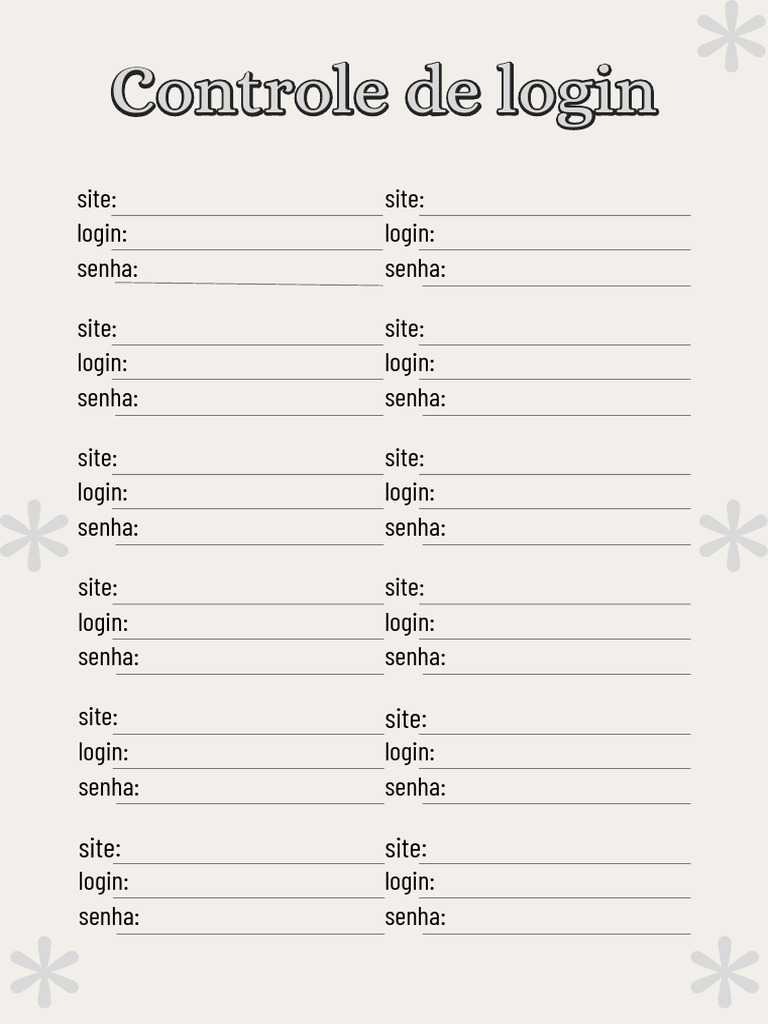 Documento Controle de Login e Senha Moderno Branco e Verde | PDF