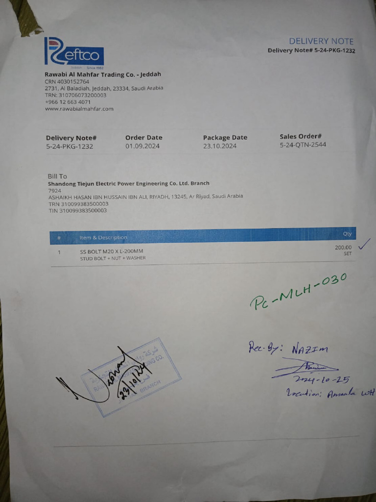 MTC for SS Bolt M20L-200mm Stud Bolt+Nut+WASHER | PDF