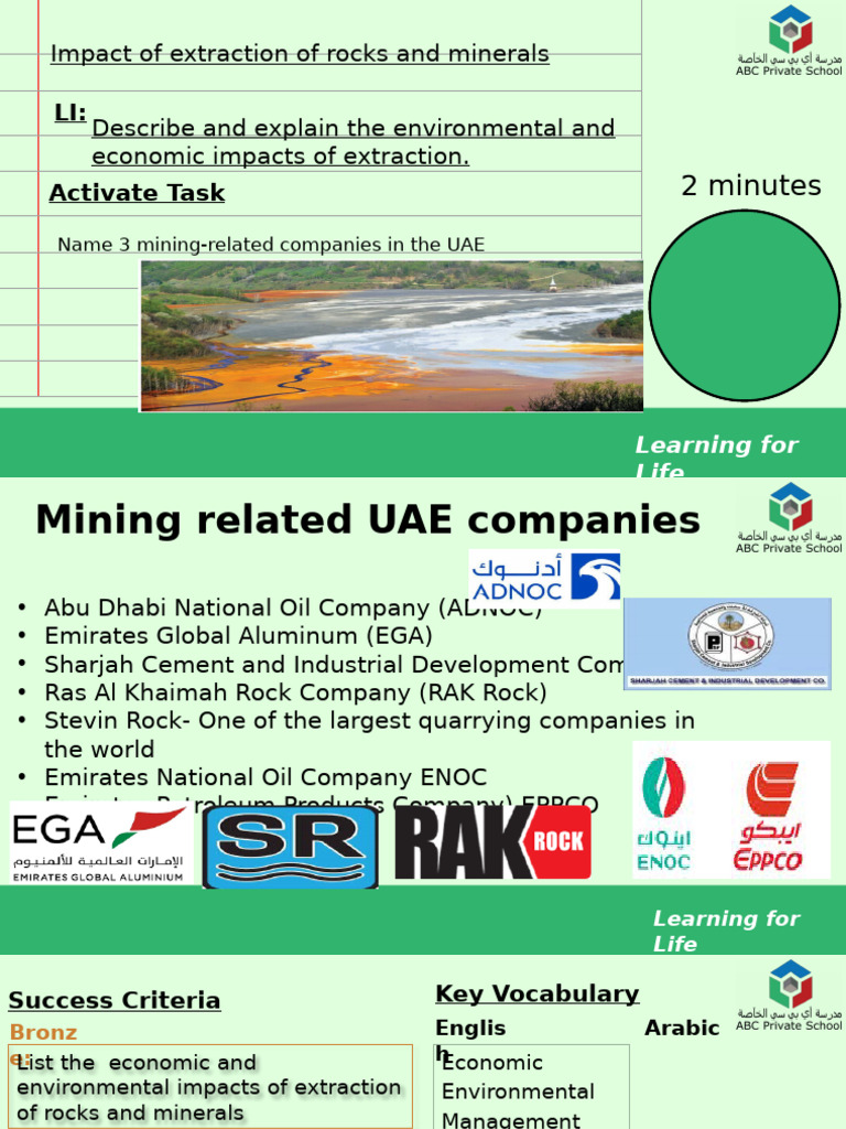 Week 5 - Impact and managing the impact of the extraction of rocks and ... Week 5 - Impact and managing the impact of the extraction of rocks and ...