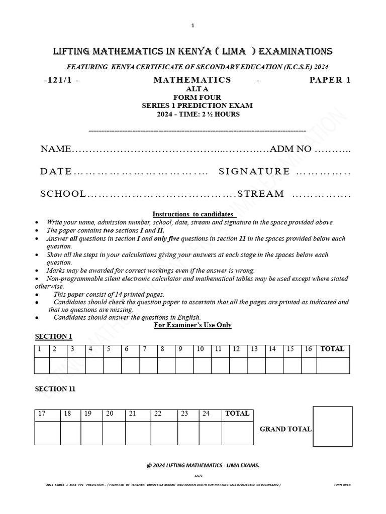 Lima Math Prediction Series 1, Pp1 | PDF | Triangle | Mathematics