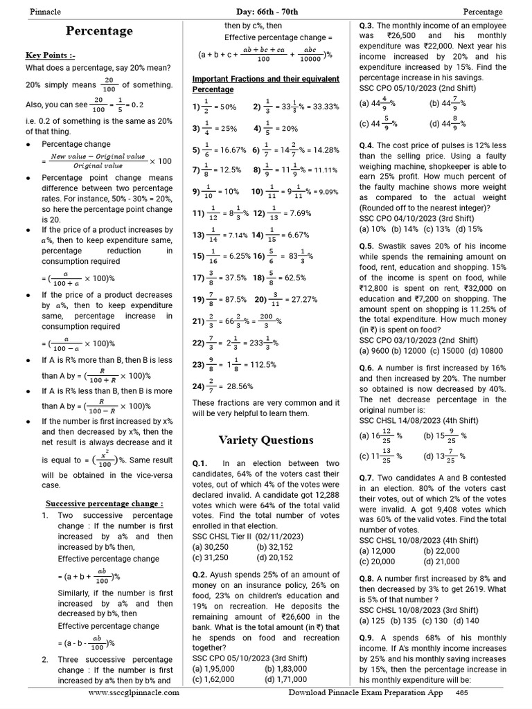 17 Percentage - 380 | PDF | Arithmetic