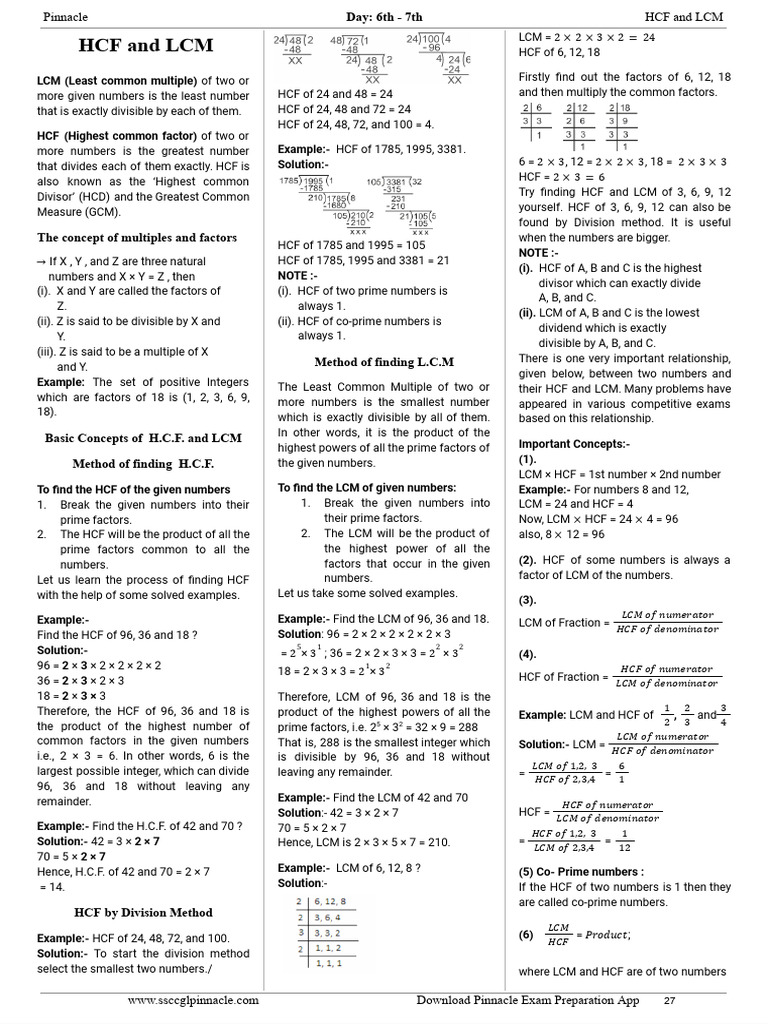 02 HCF and LCM - 125 | PDF | Arithmetic | Number Theory
