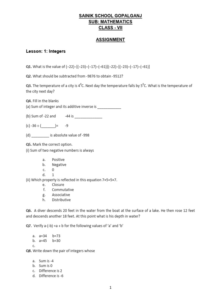 ch1Maths | PDF | Integer | Mathematical Objects