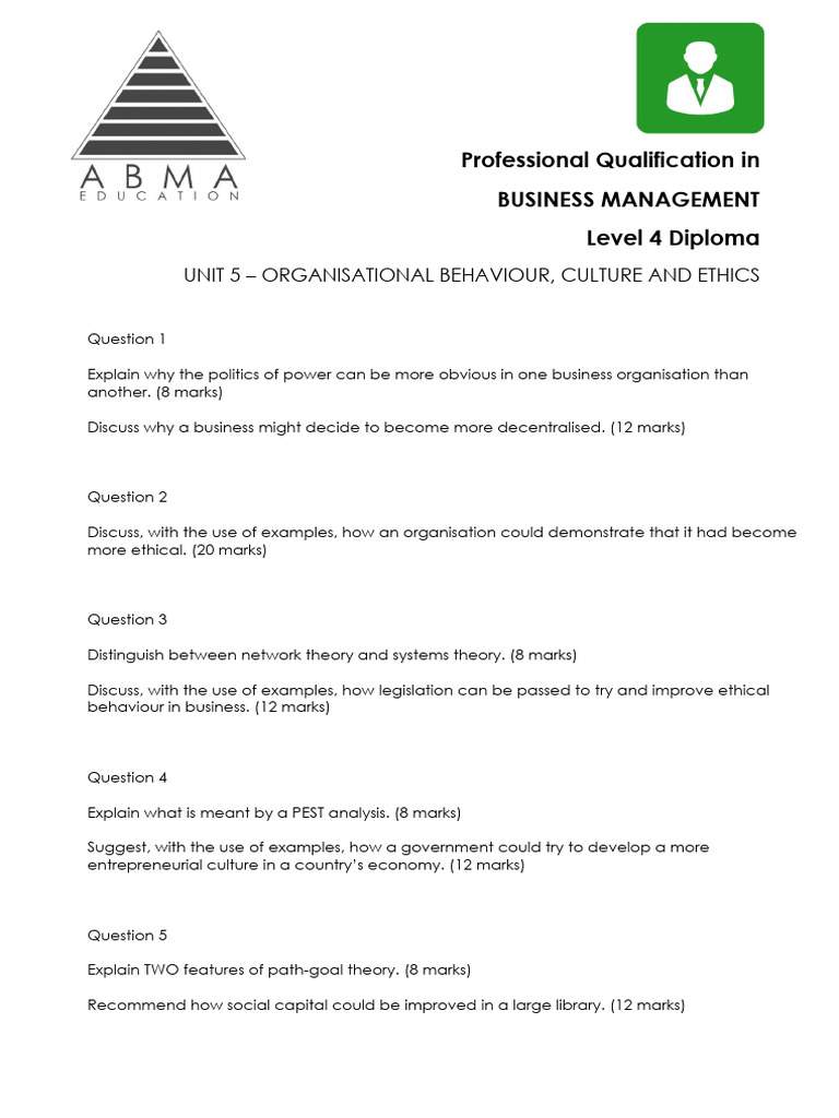 BUSM Level 4 Unit 5 Mar 20 | PDF