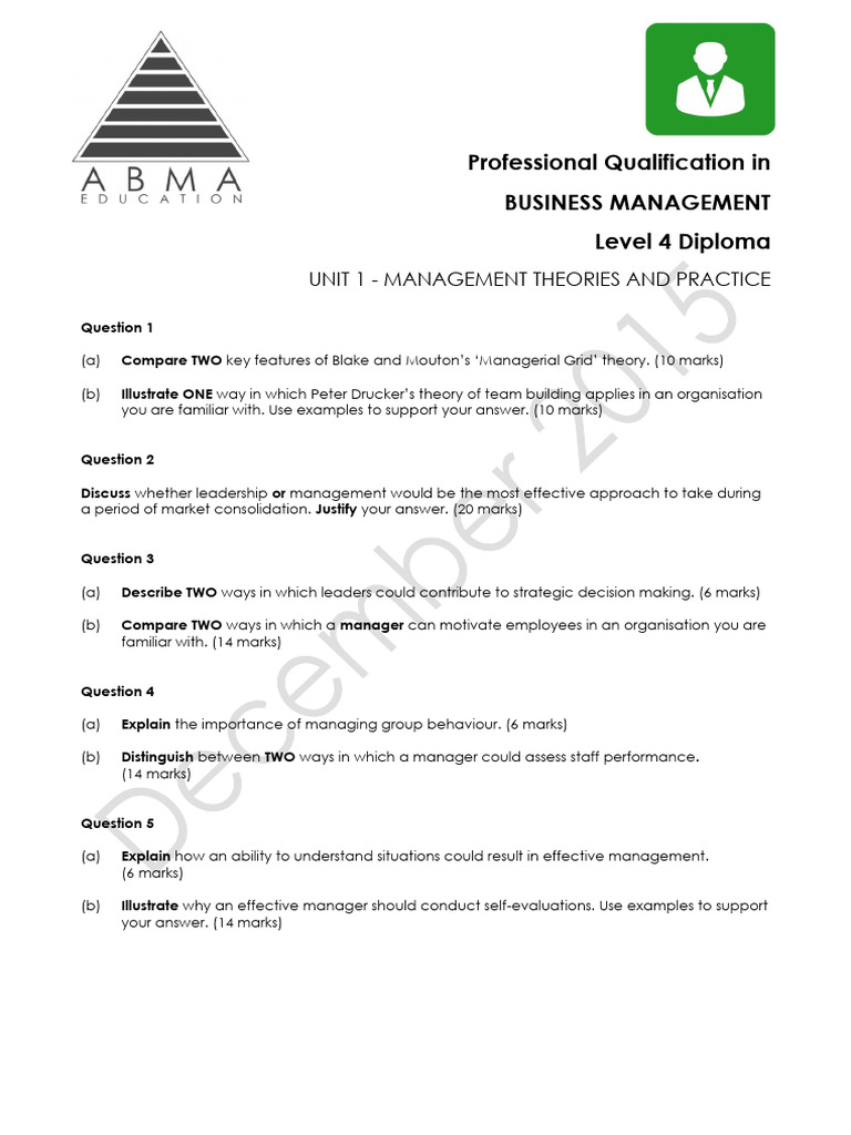 Business Management Level 4 Diploma Guide | PDF
