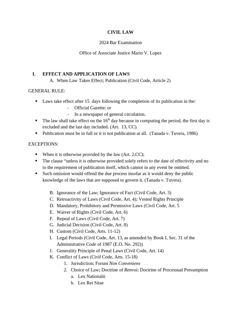 CIVIL LAW | PDF | Intestacy | Tort