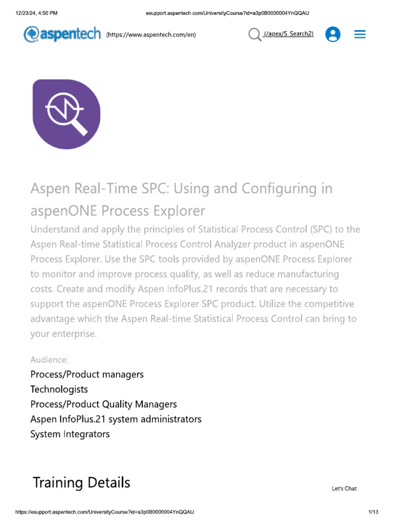 Aspen Real Time SPC Using and Configuring in aspenONE Process Explorer ...