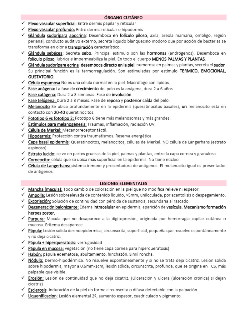 Mega Resumen Datos Choice Dermato Clinicas | PDF | Epidermis | Especialidades Medicas