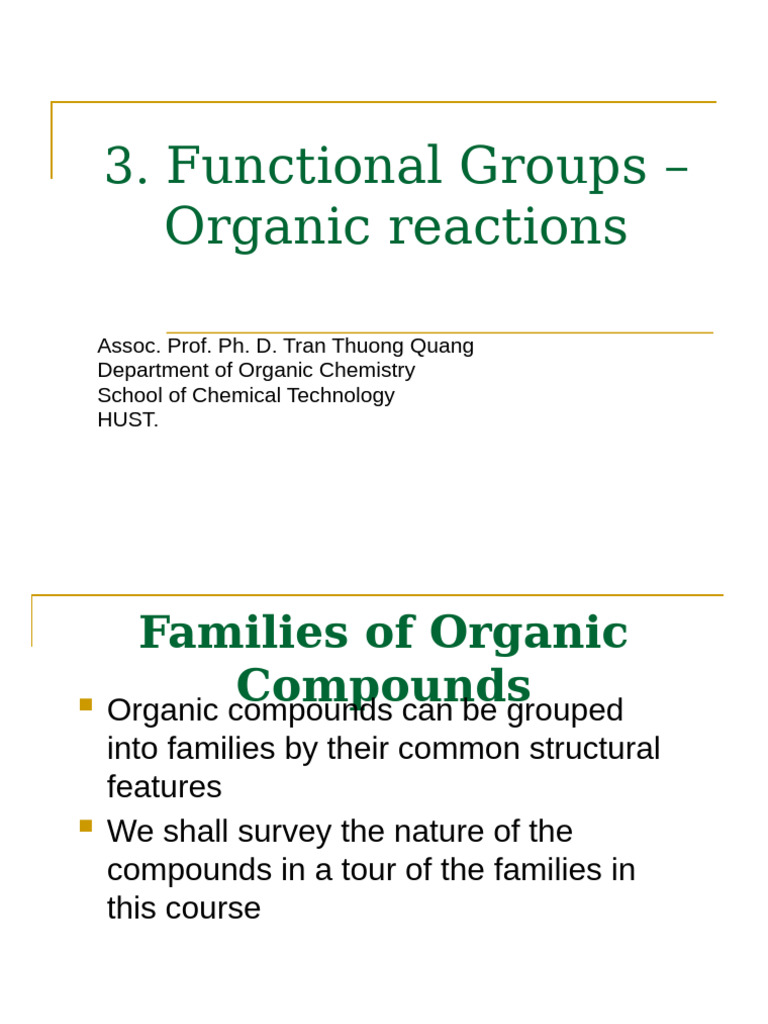 Chapter III Functional Groups - Organic Reactions | PDF | Chemical ...