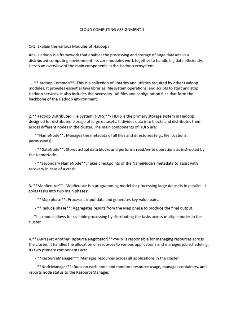 Cloud Computing Assignment | PDF | Apache Hadoop | Virtualization