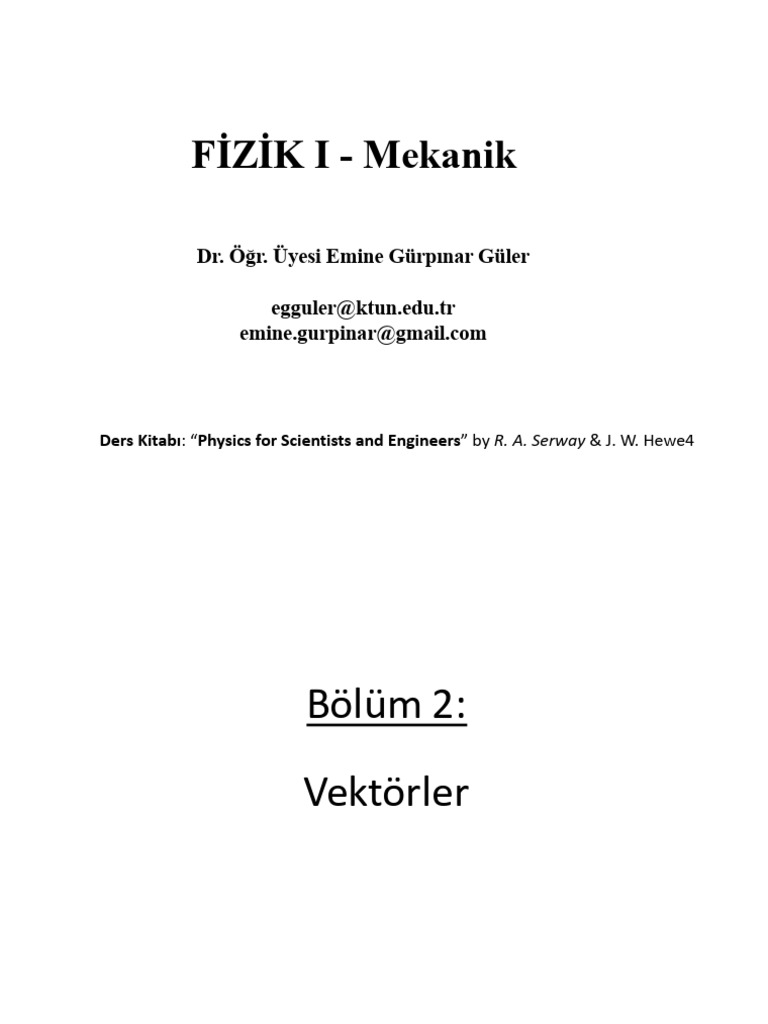 Fizik 1 2 Hafta-Vektorler | PDF