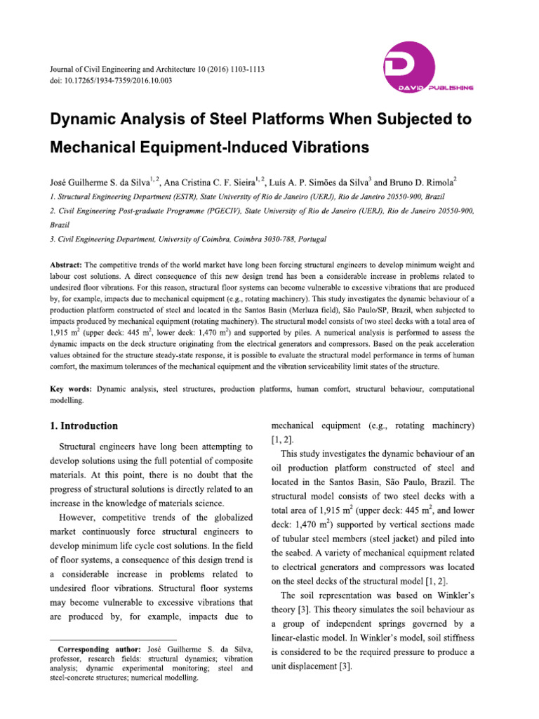 Dynamic Analysis of Steel Platforms | PDF