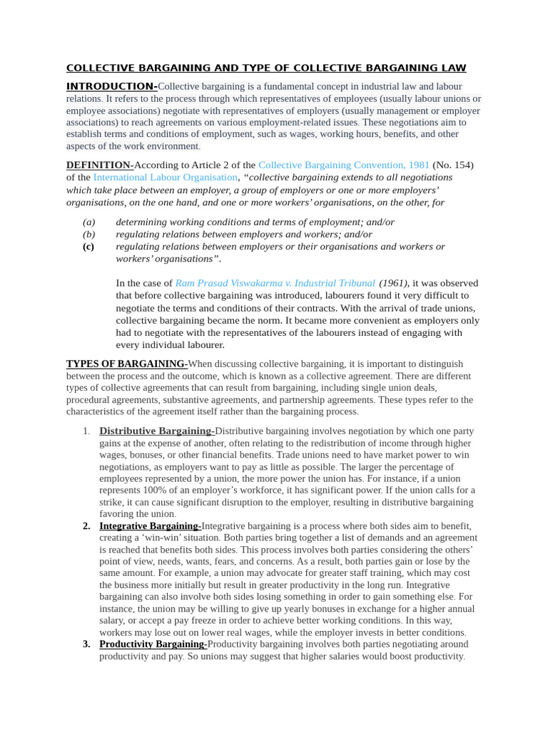 Q17 Collective Bargaining and Type of Collective Bargaining Law | PDF | Collective Bargaining ...