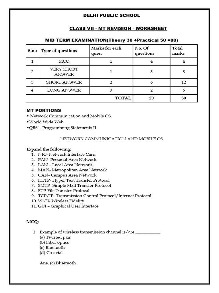 Vii Ict MT Revision Material1 | PDF | World Wide Web | Internet & Web