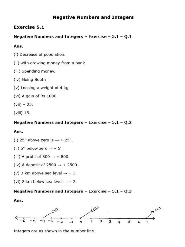 Negative Numbers and Integers | PDF