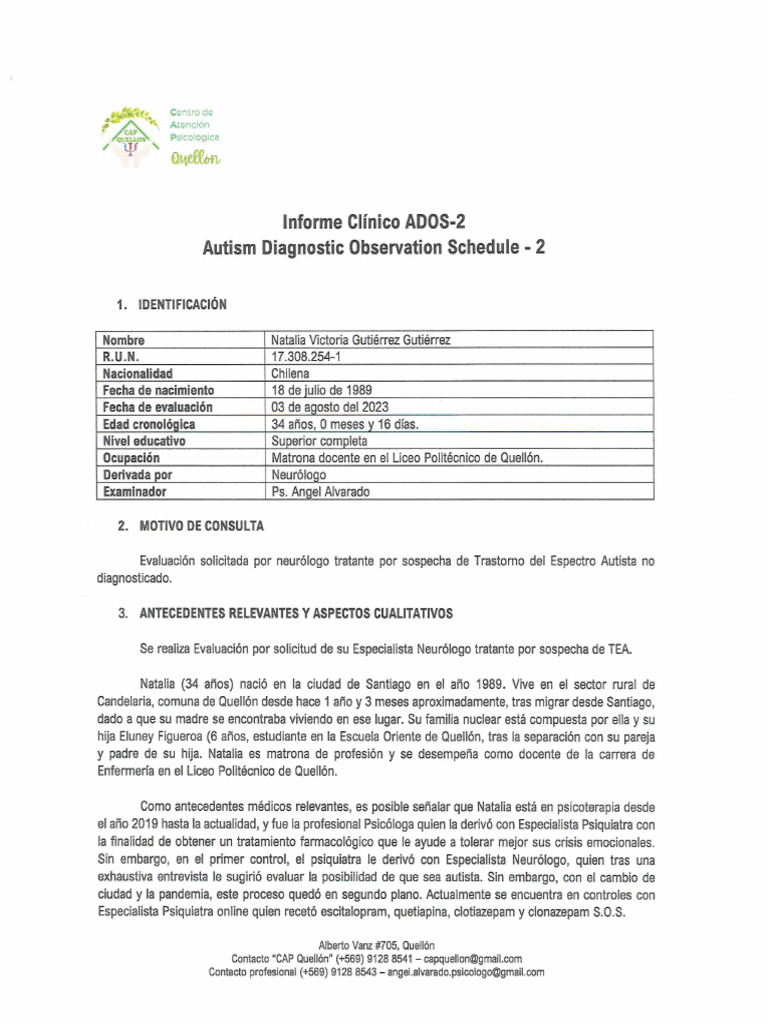 ADOS-2 Natalia Gutiérrez | PDF