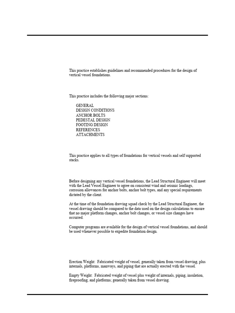 Vertical Vessel Foundation Guidelines | PDF | Structural Load | Deep ...
