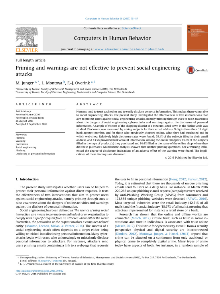 Priming and Warnings Are Not Effective T | PDF | Phishing