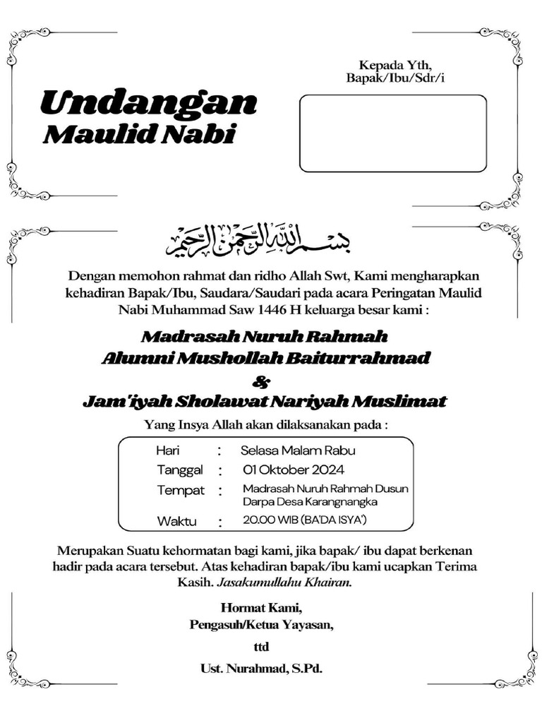 UNDANGAN MUSHOLLAH | PDF