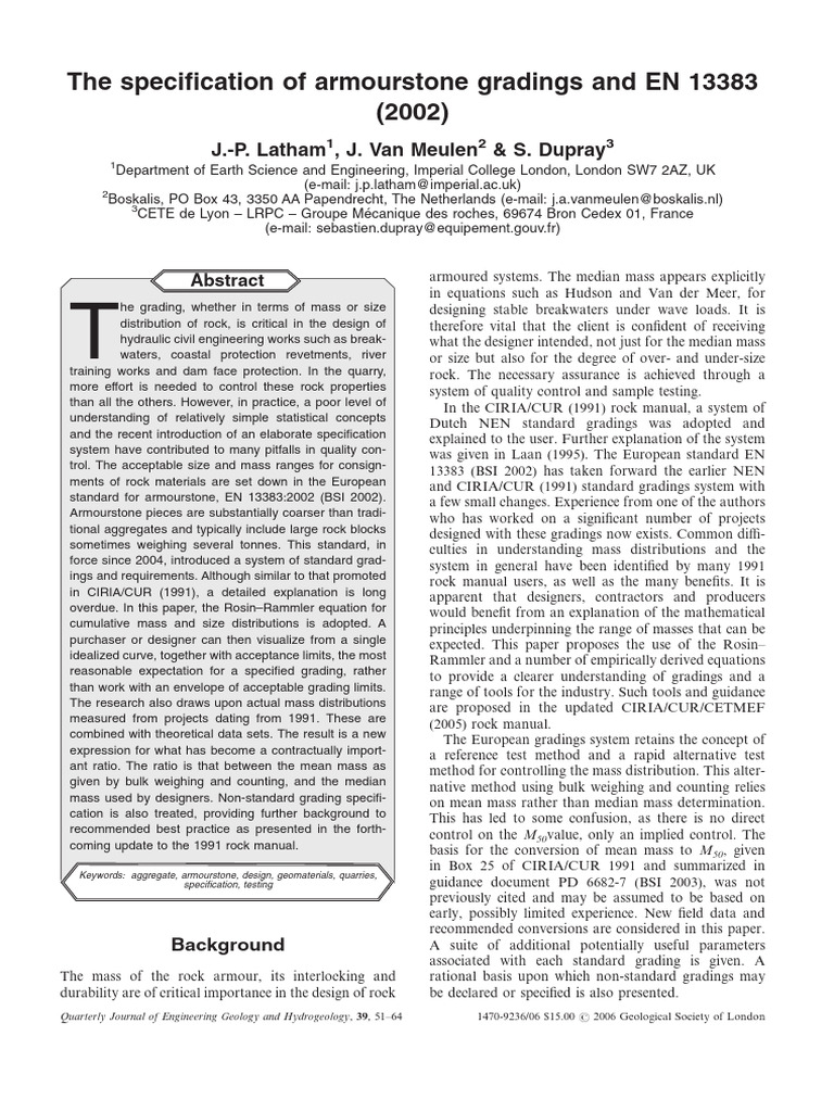 Armour stone grading | PDF | Probability Distribution | Percentile