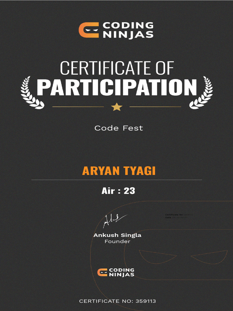 Certificate of Event Code Fest 1bd7336d77879e3a696d | PDF