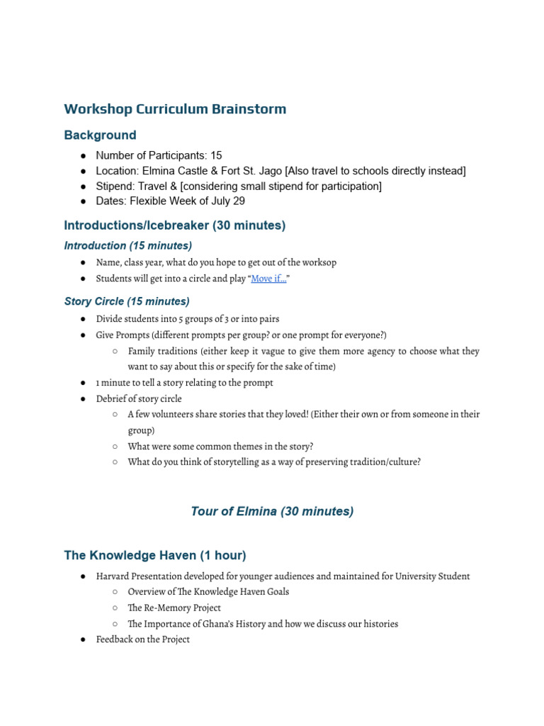 Workshop Draft | PDF