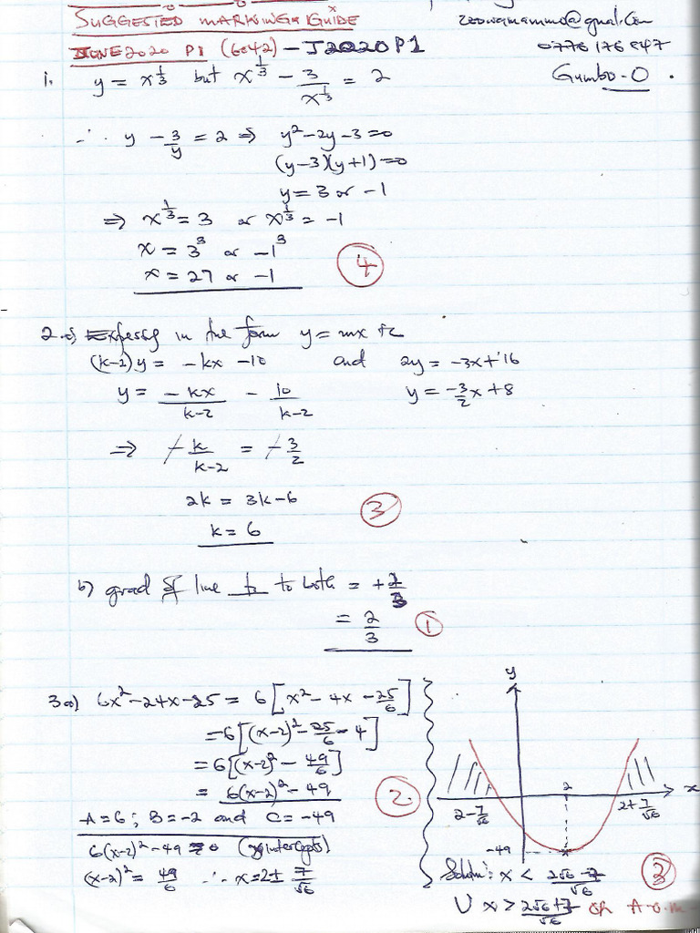 June 2020 P1 Suggested Marking Guide | PDF