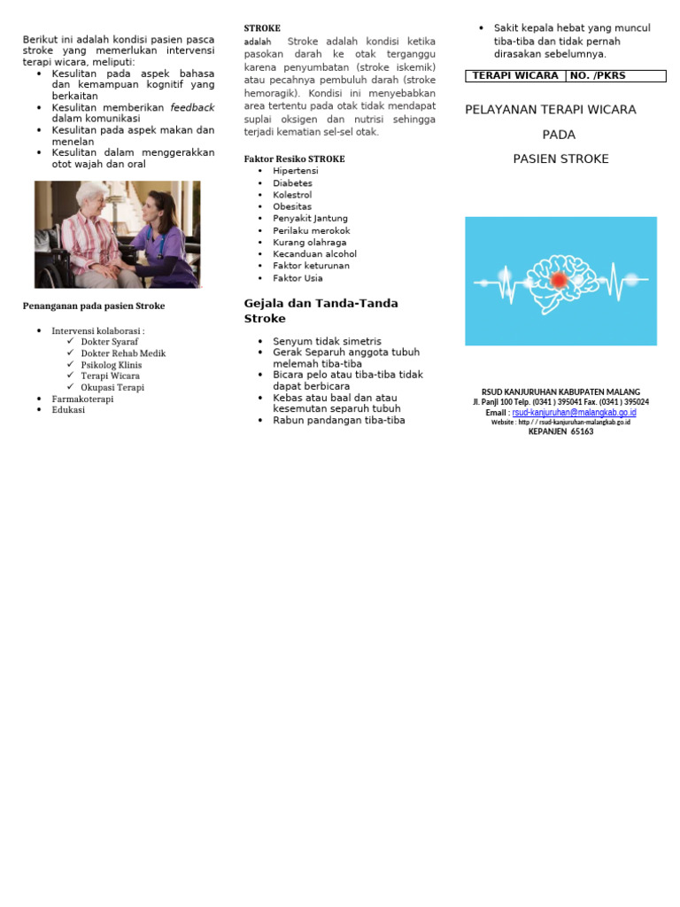 Leaflet Terapi Wicara Stroke | PDF