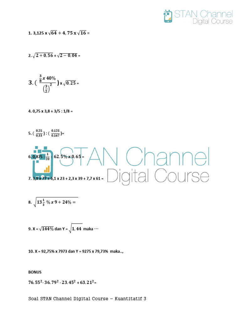 Soal STAN Kuantitatif 3 | PDF