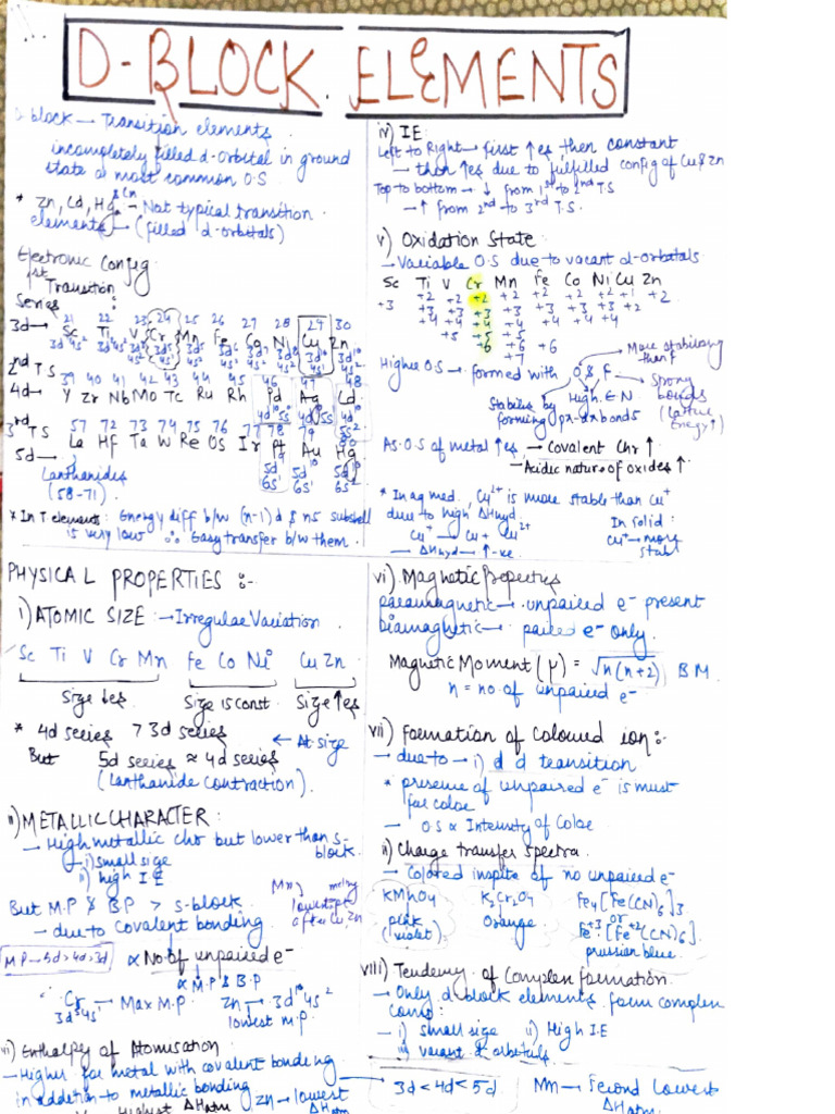 D-block | PDF | Chemical Substances | Chemical Elements