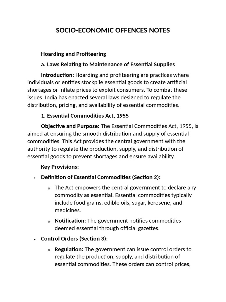 Socio-Legal Offences Notes-2 | PDF | Food Safety | Corruption