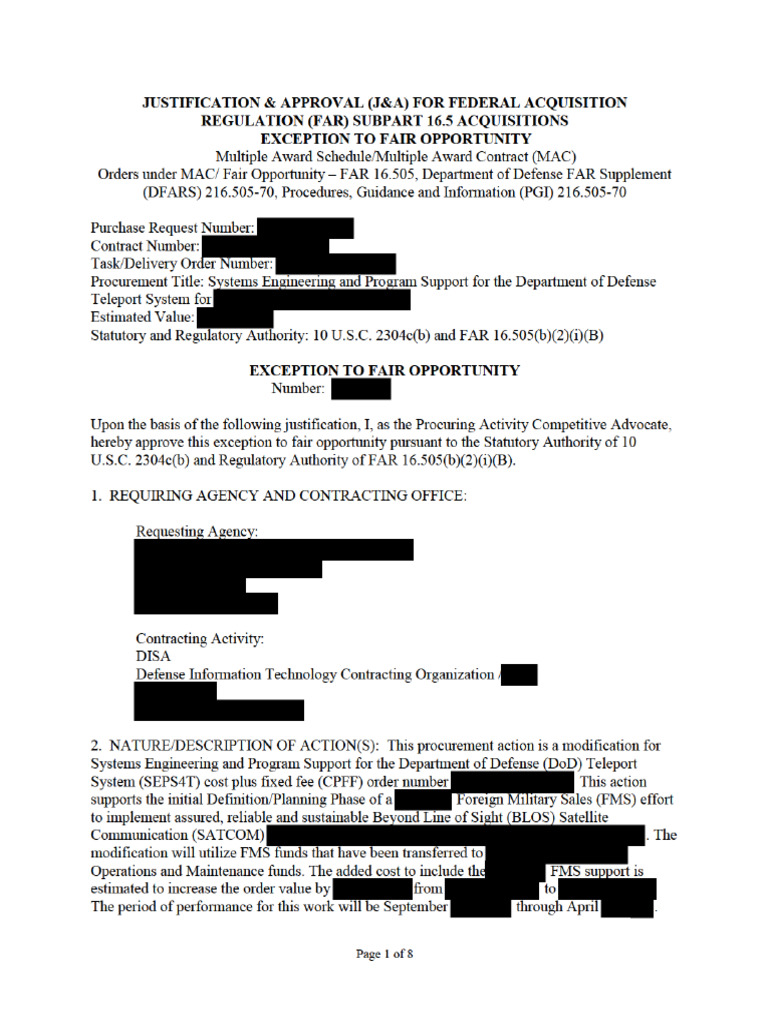 Justification and Approval Redacted PDF | PDF