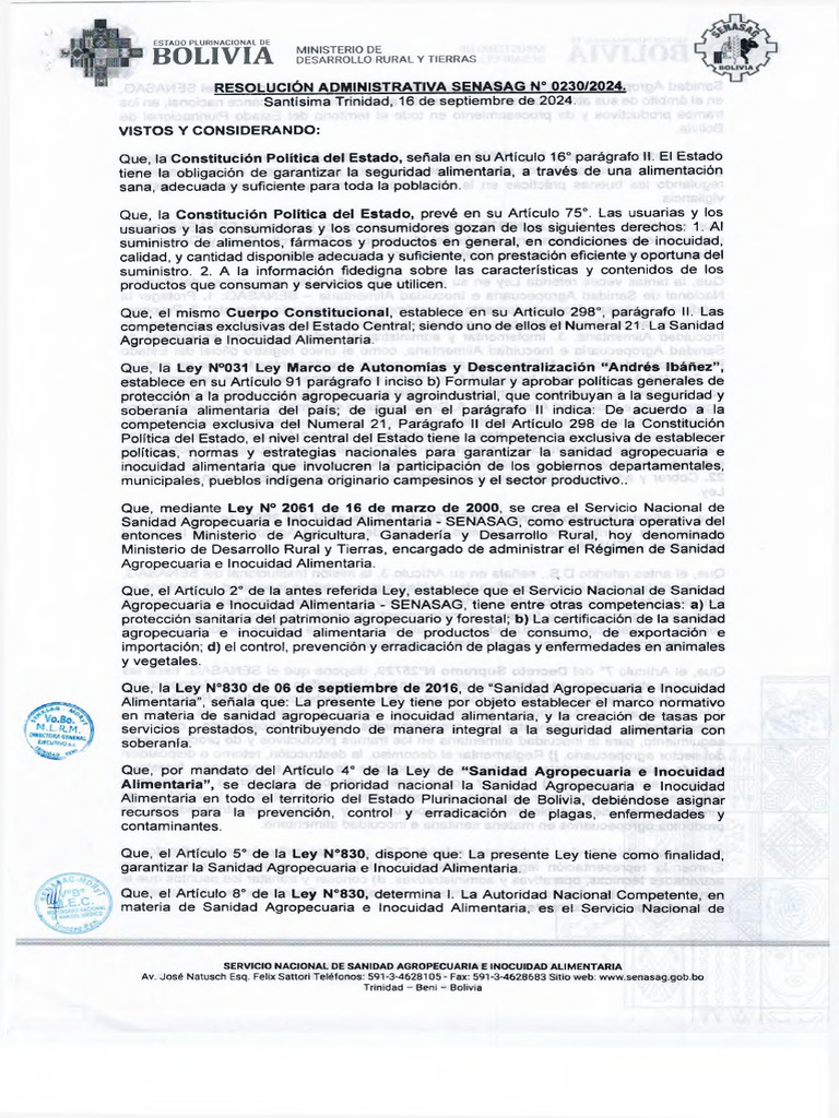 1 Ra - 230 - 2024 Reglamento Técnico Sanitario para Mataderos - Abroga La Ra - 168 | PDF ...