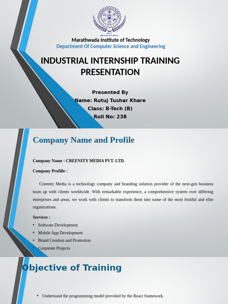 Final Internship Presentation Rutuj Khare Btech B | PDF | Mobile App | Web Development