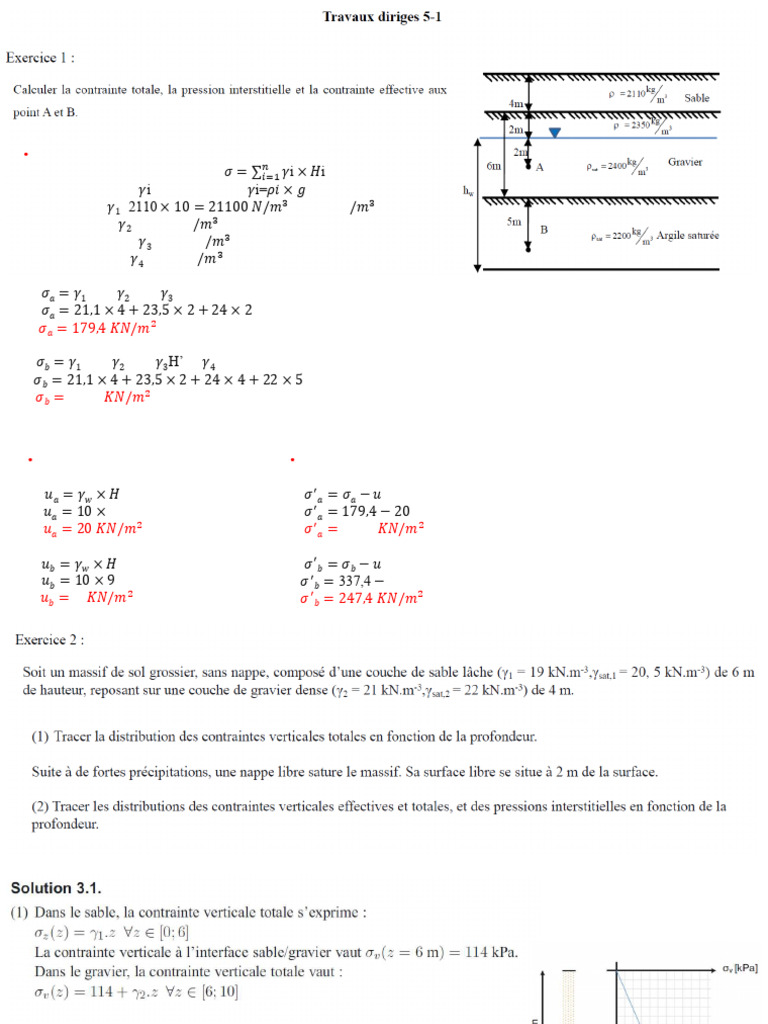 Calcul de contrainte et pression interstitielle | PDF