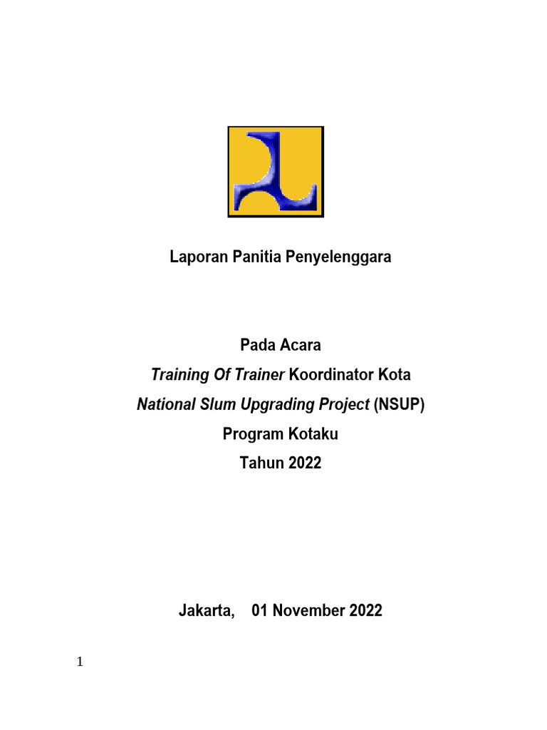 1. Laporan Panitia kegiatan ToT Korkot | PDF